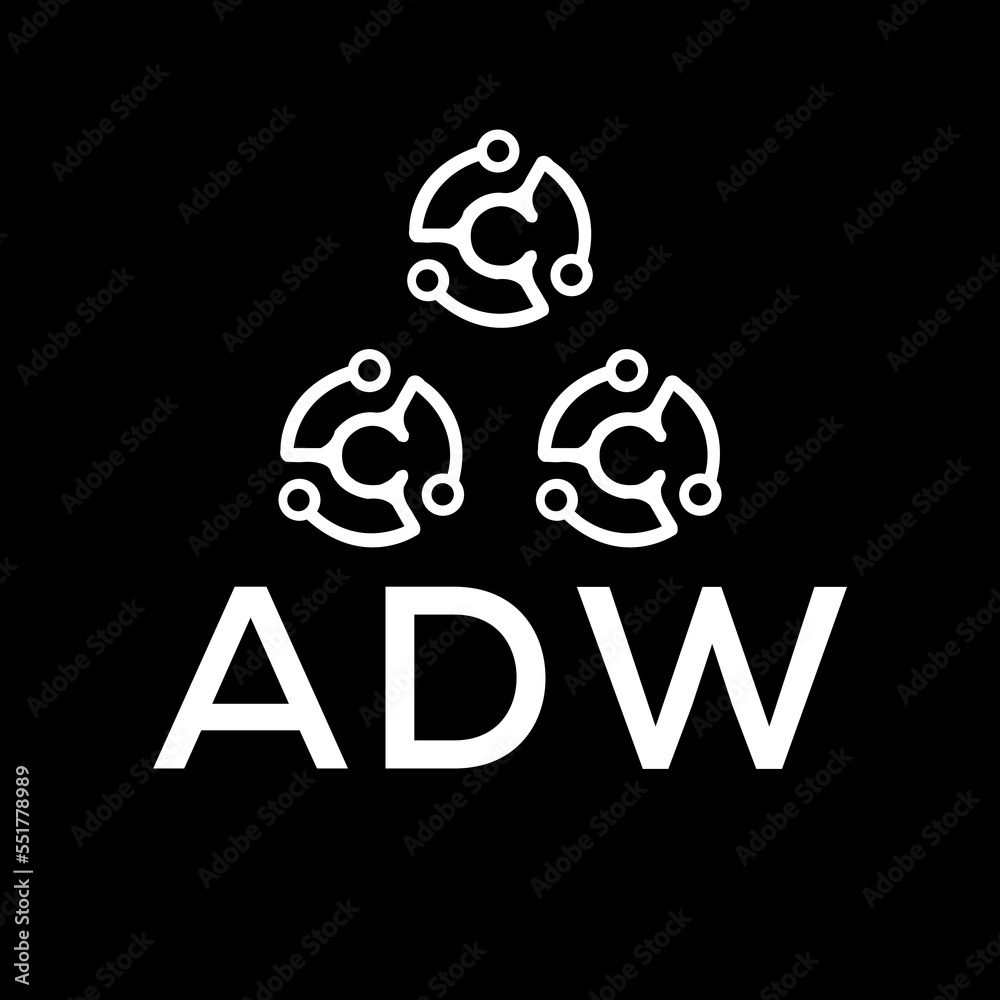 ADW letter logo. ADW best black background vector image. ADW Monogram ...