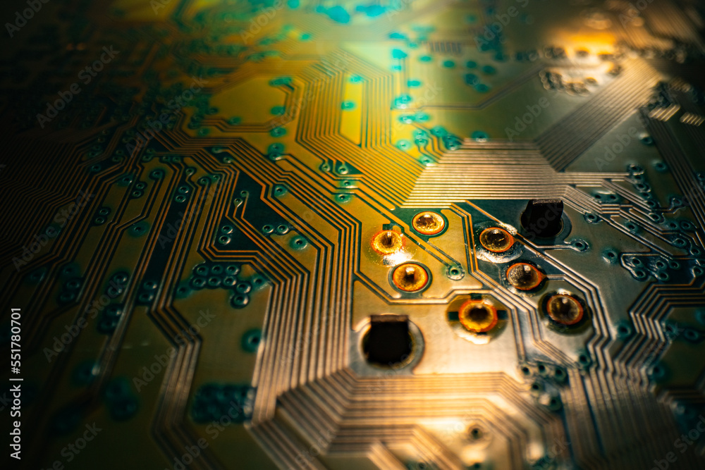 Electronic circuit board closeup. Electronic motherboard card ...