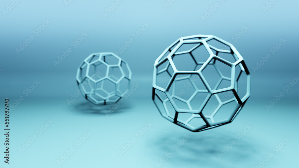 Buckminsterfullerene C60 Molecule models, allotrope of fullerene carbon ...