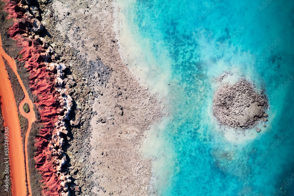 Gantheaume point, broome with red dirt beaches and tropical blues ...