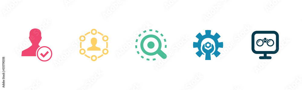 account, client, analyze, optimize, monitoring icons Infographic design ...