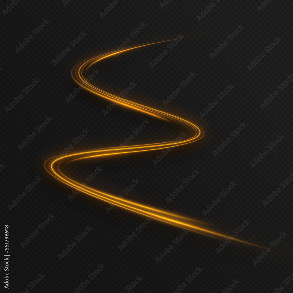 Shiny golden wave on transparent background. Magic sparkle lines ...