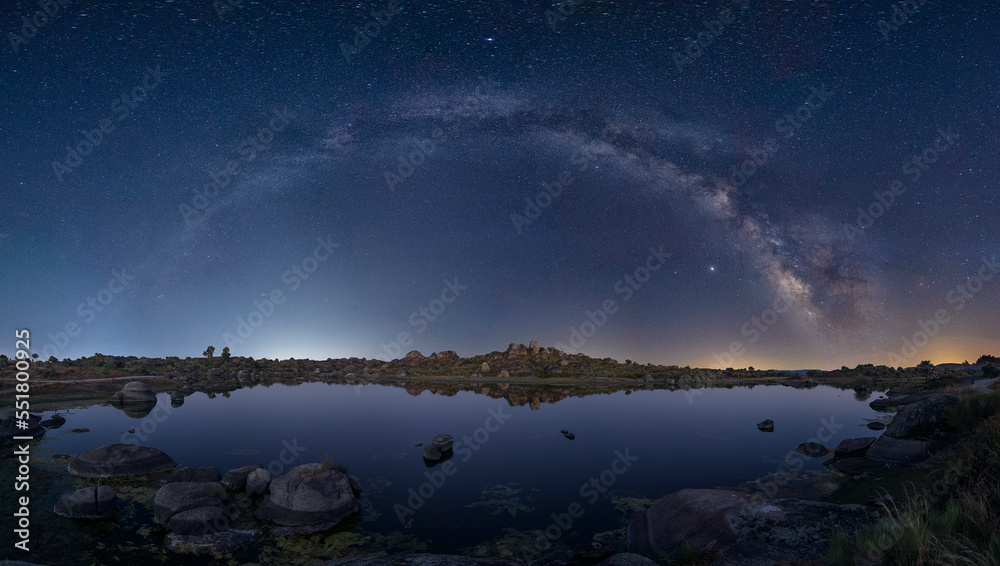 Milky way arch. Night landscape with bright milky way arch in Los ...