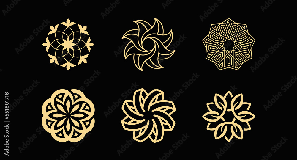 Poster Vector logo design template and emblem with petals and lines ...