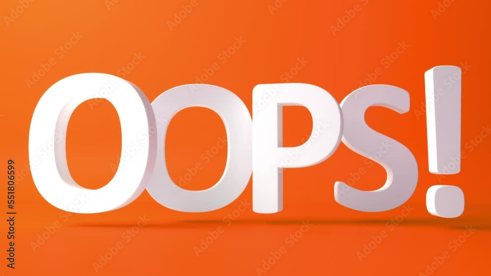 OOPS Text Animation. Word oops in 3d text. Design text element for game ...