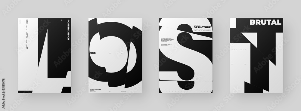 Abstract Poster Design Set. Vertical A4 format. Modernism brochure kit ...