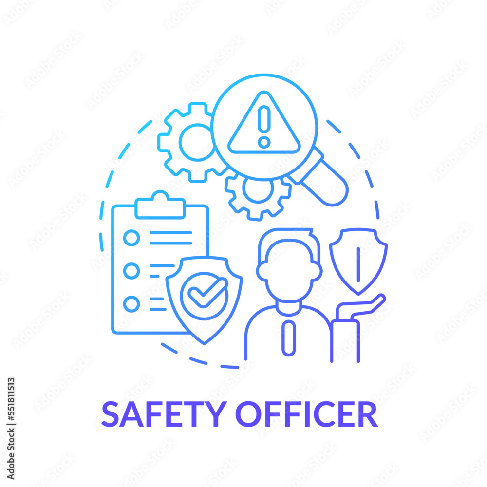 Safety officer blue gradient concept icon. Work conditions review ...