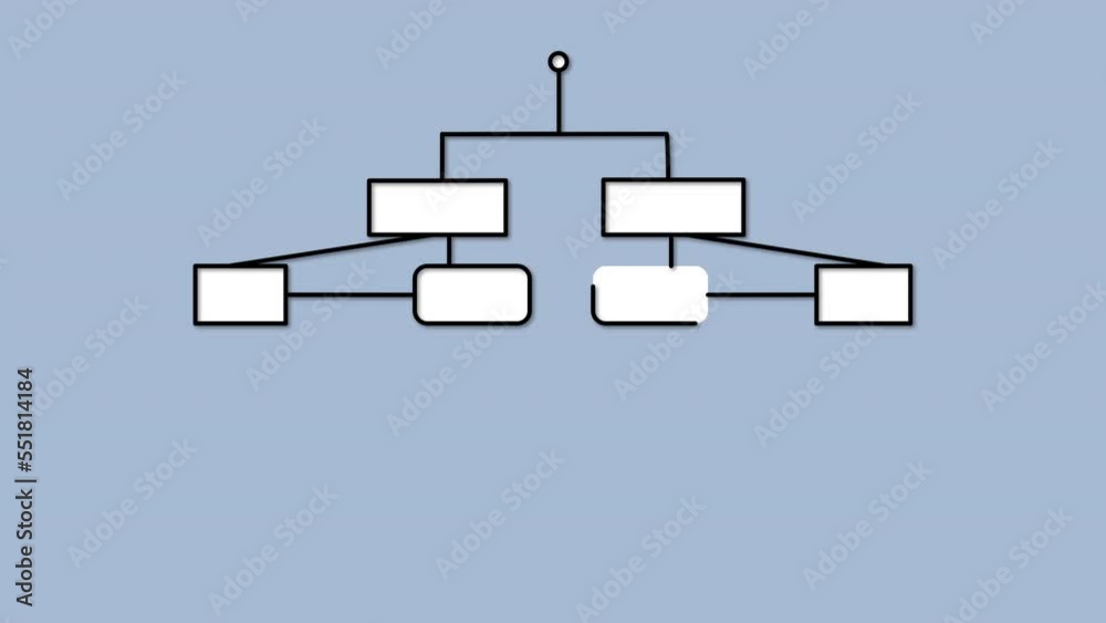 Decision tree, flow chart self drawing animation. Blue grey background ...