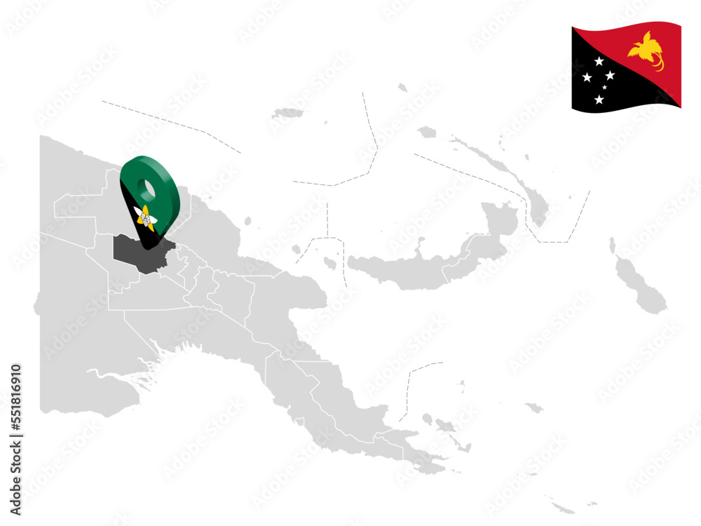Location Enga Province on map Papua New Guinea. 3d location sign ...