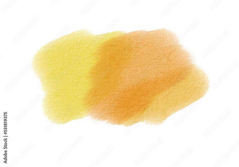 Yellow watercolor stain on a transparent background. Golden watercolor ...