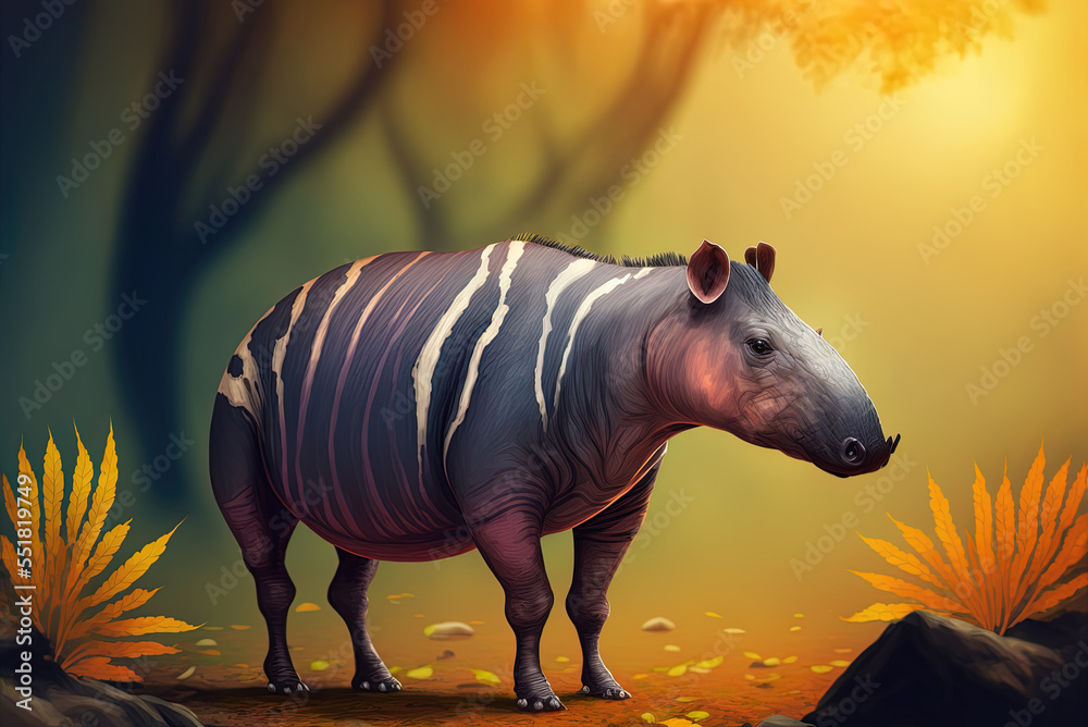 The South American tapir lives in its natural environment. attractive ...