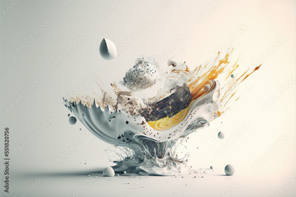 exploded colored paint on bright background Royalty-free fictitious generative AI artwork that ...