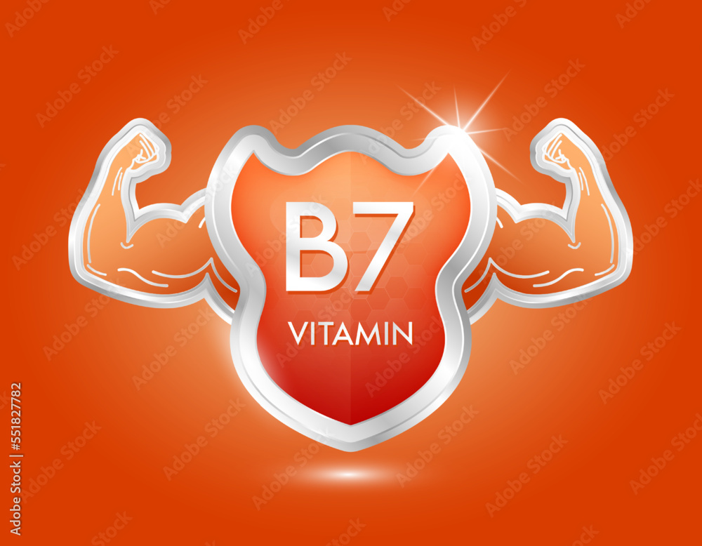 label shield aluminum vitamin B7 orange with arm muscles strong ...