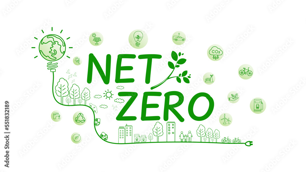 Net zero and carbon neutral concept. Net zero greenhouse gas emissions ...