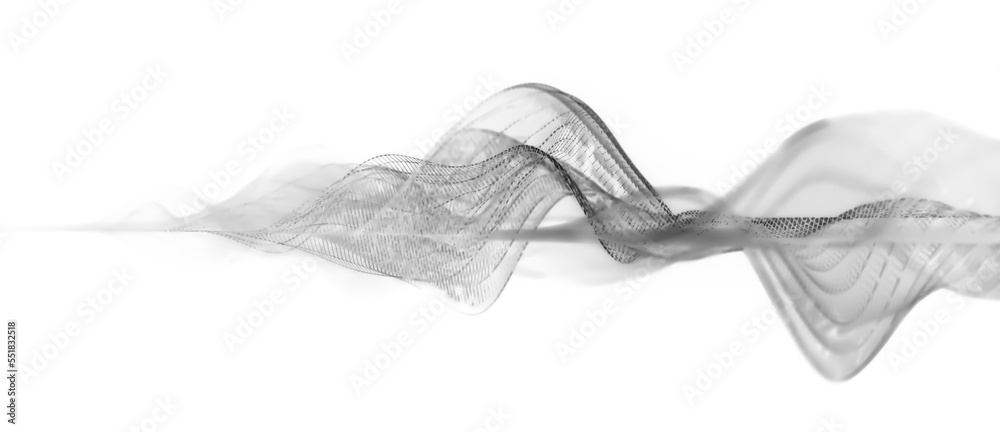 Illustration of abstract wireframe sound waves, visualization of ...