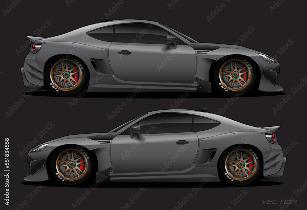 Gray car vector mockup on white background for vehicle branding ...