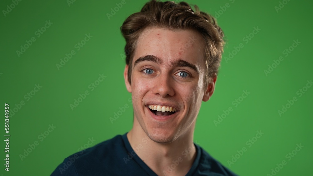 closeup portrait of amazed young man 20s shocked, saying WOW. Handsome ...