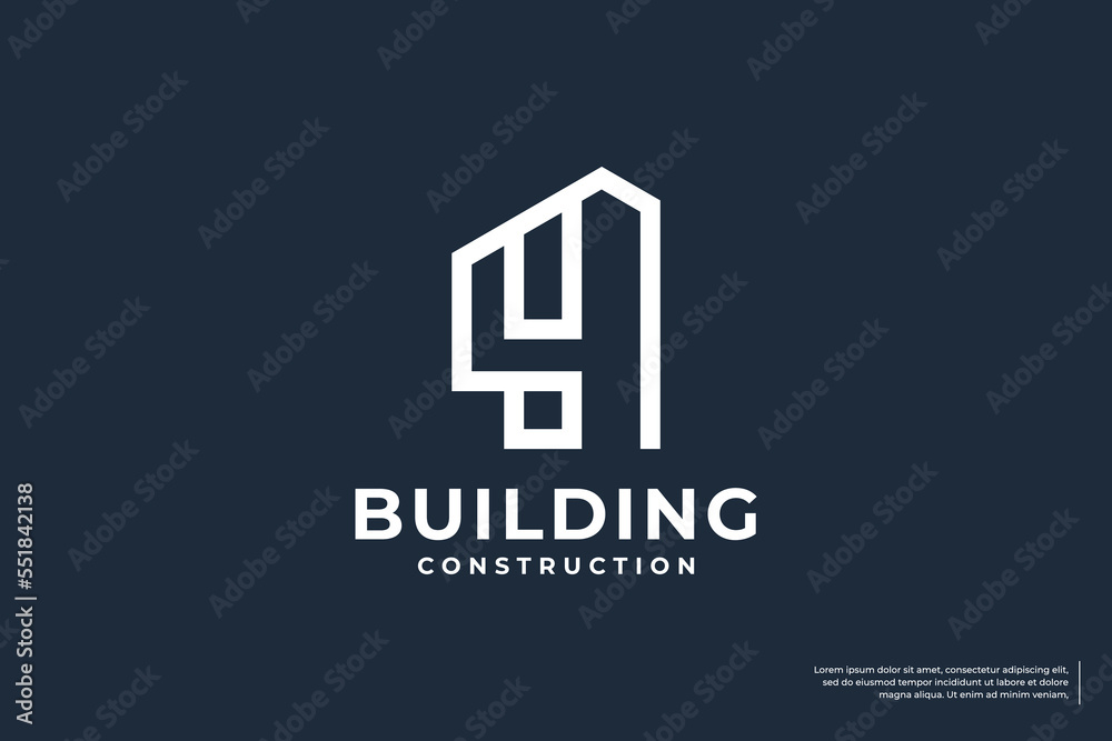 Building architect logo design with line art style. Stock Vector ...