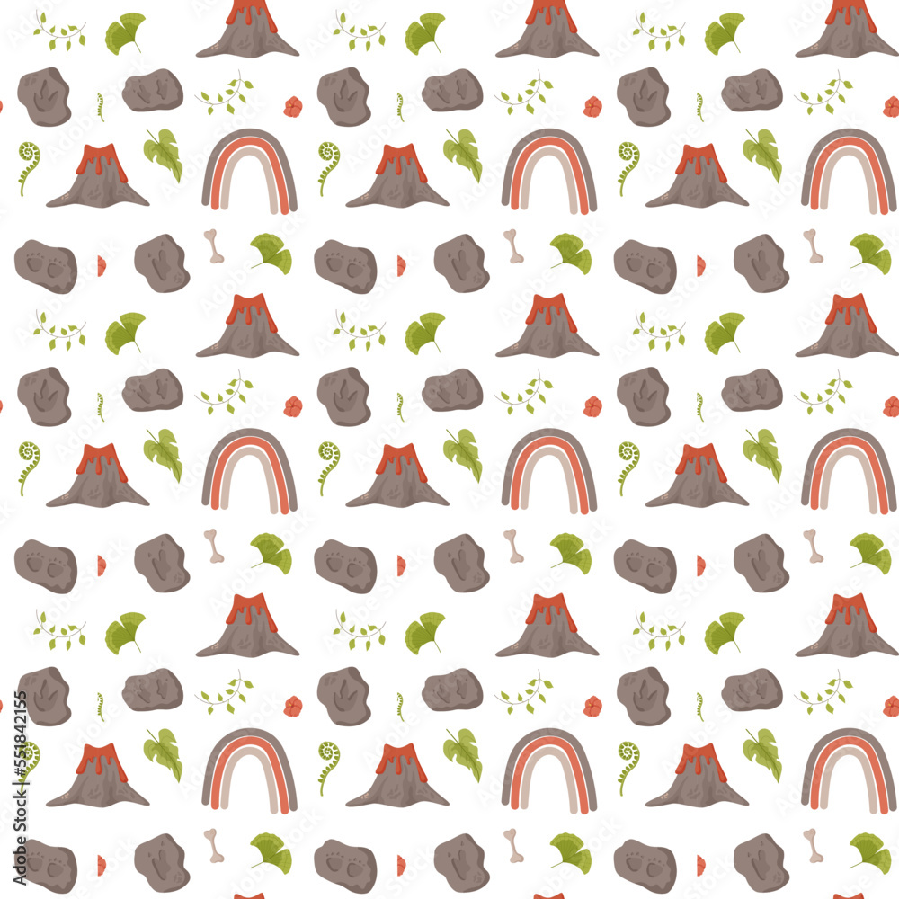 Dinosaur seamless pattern footprint tracks. Minimal color background ...