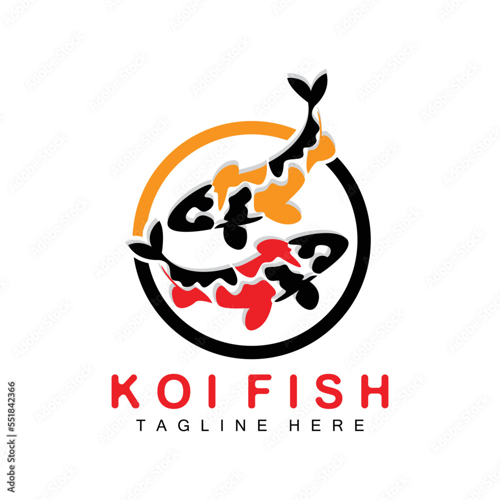 Koi Fish Logo Design, Chinese Lucky And Triumph Ornamental Fish Vector ...