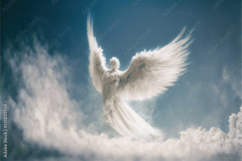 miracle appearence of an angel in the sky Stock Illustration | Adobe Stock