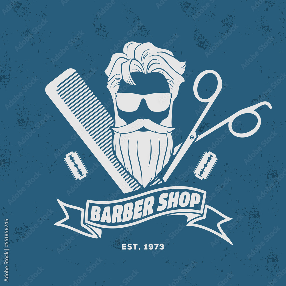 Barbershop poster, banner template with Bearded men. Vector ...