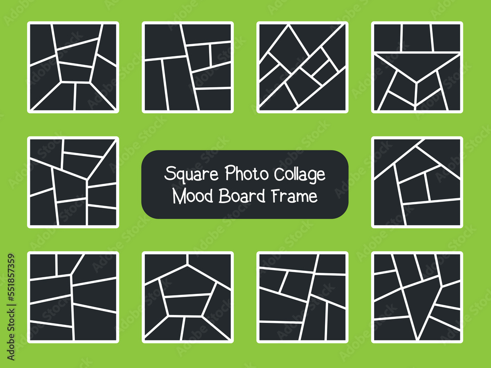 10 Square Photo Collage Mood Board Frame Photo And Image Mosaic ...