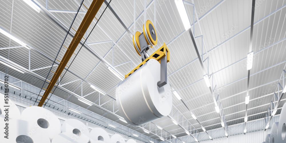 3d rendering of roll steel, stainless or galvanized steel coil inside ...