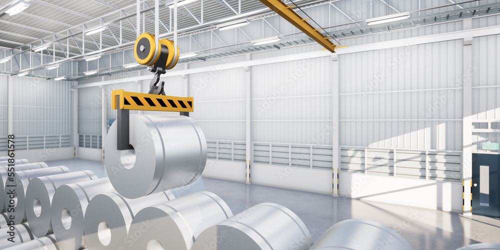 3d rendering of roll steel, stainless or galvanized steel coil inside ...