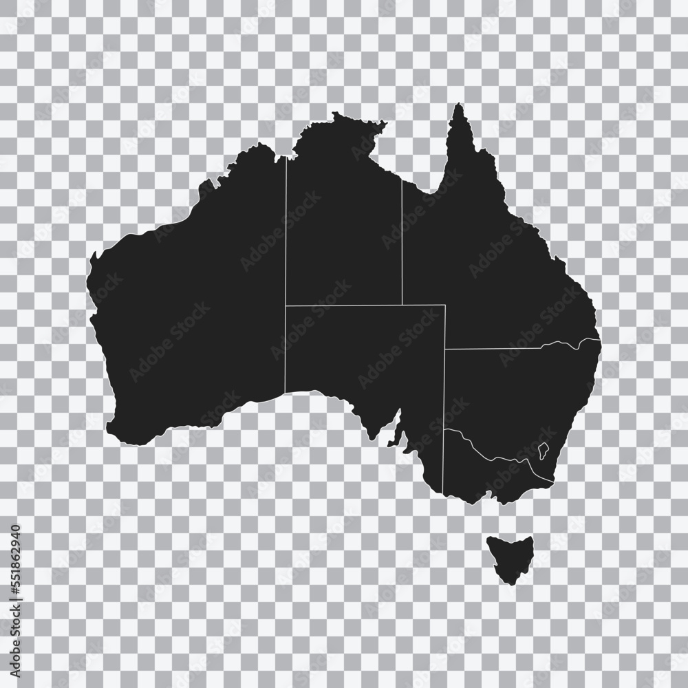 Political map of the Australia isolated on transparent background. High ...
