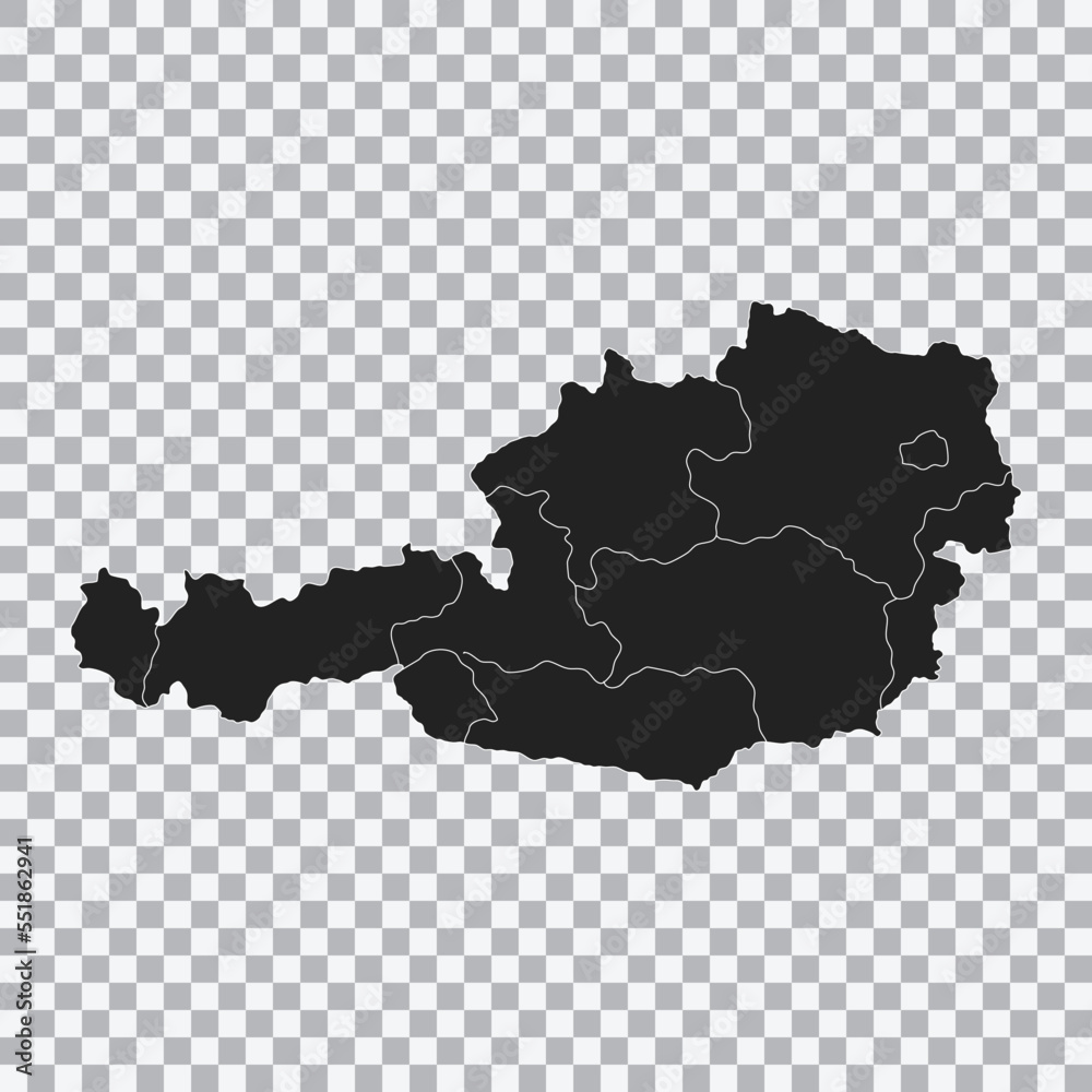 Political map of the Austria isolated on transparent background. High ...