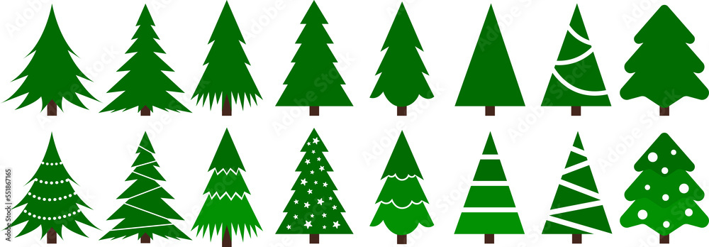 Set of Christmas trees on transaprent background, template of vector ...