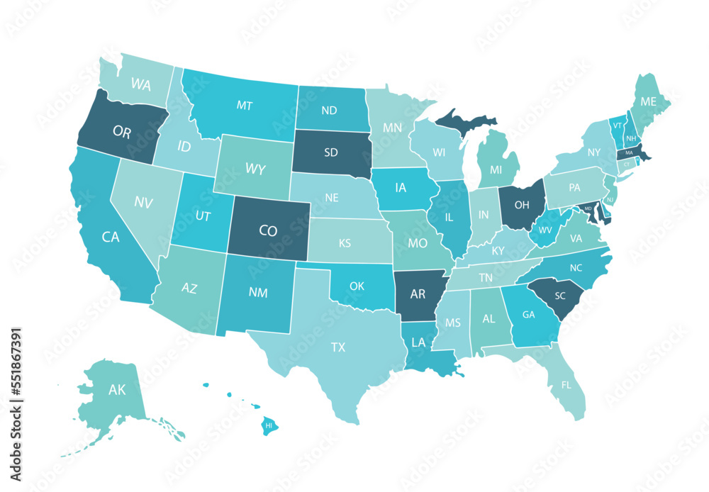 United States Of America Map Isolated On White Background USA Map With united-states-of-america-map-isolated-on-white-background-usa-map-with