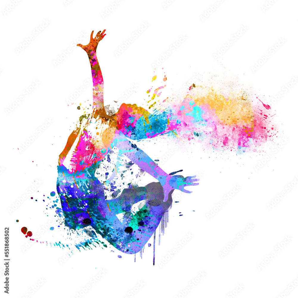 Watercolor Dancer drawing, silhouette of a dancing person, Watercolor ...