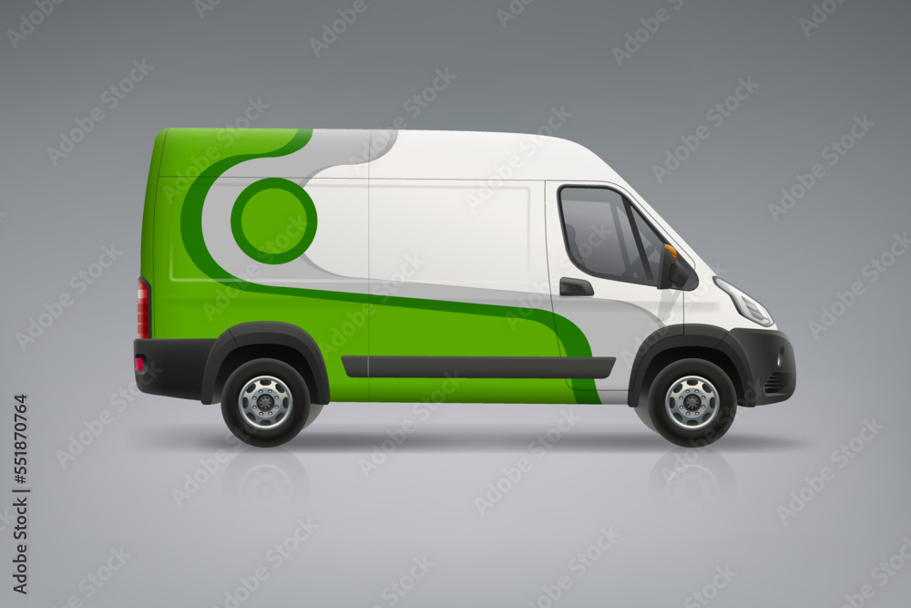 Company Van mockup with branding design. Wrap, sticker and decal design ...