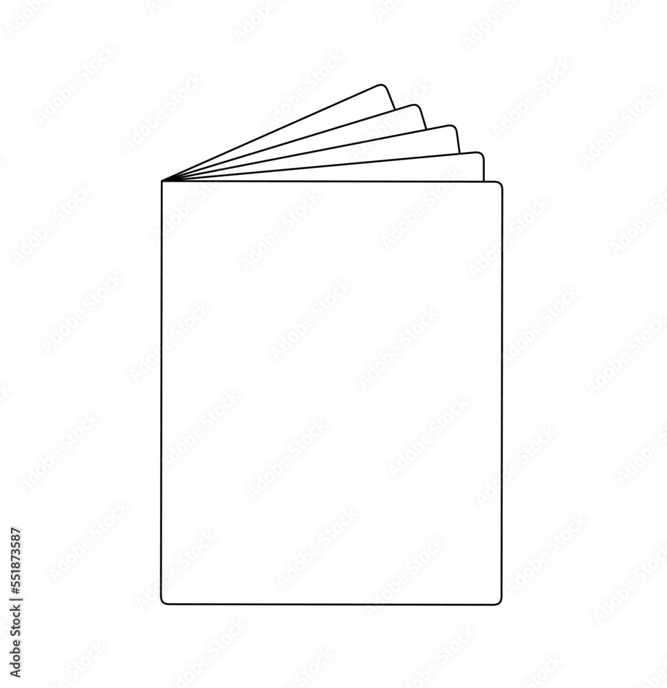 Vector isolated half open book passport with pages colorless black and ...