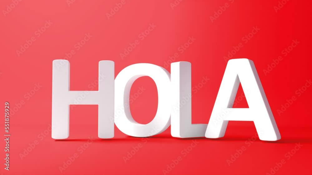 HOLA Text Animation. Word Hola in 3d text. Design text element for game ...
