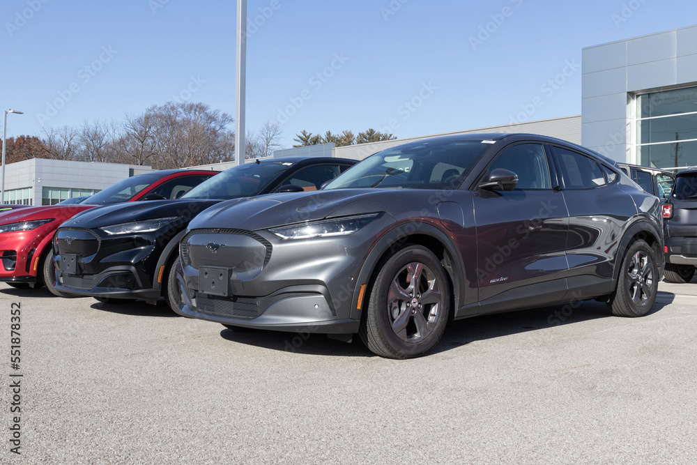 Ford Mustang Mach-E SUV display. The Mustang Mach-E is Ford's first all ...