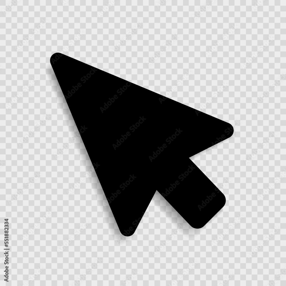 The black icon of the computer mouse cursor pointer on a transparent ...