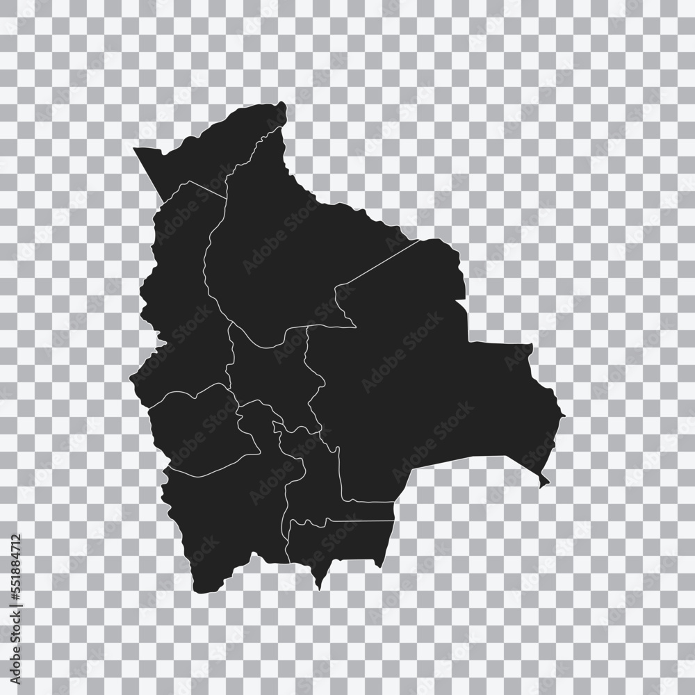 Political map of the Bolivia isolated on transparent background. High ...
