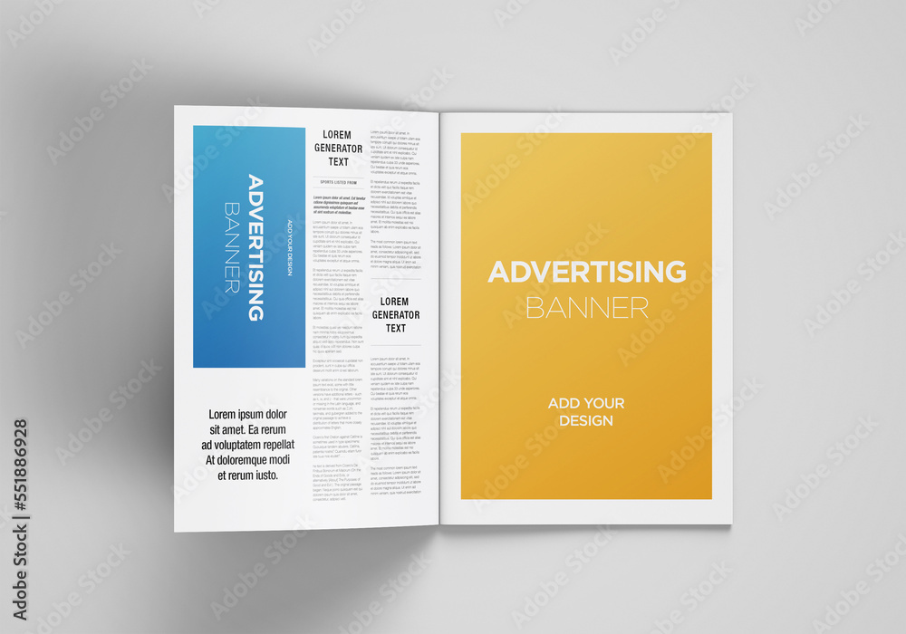 Advertising Banner on Magazine, Brochure Mockup With Hands Stock ...