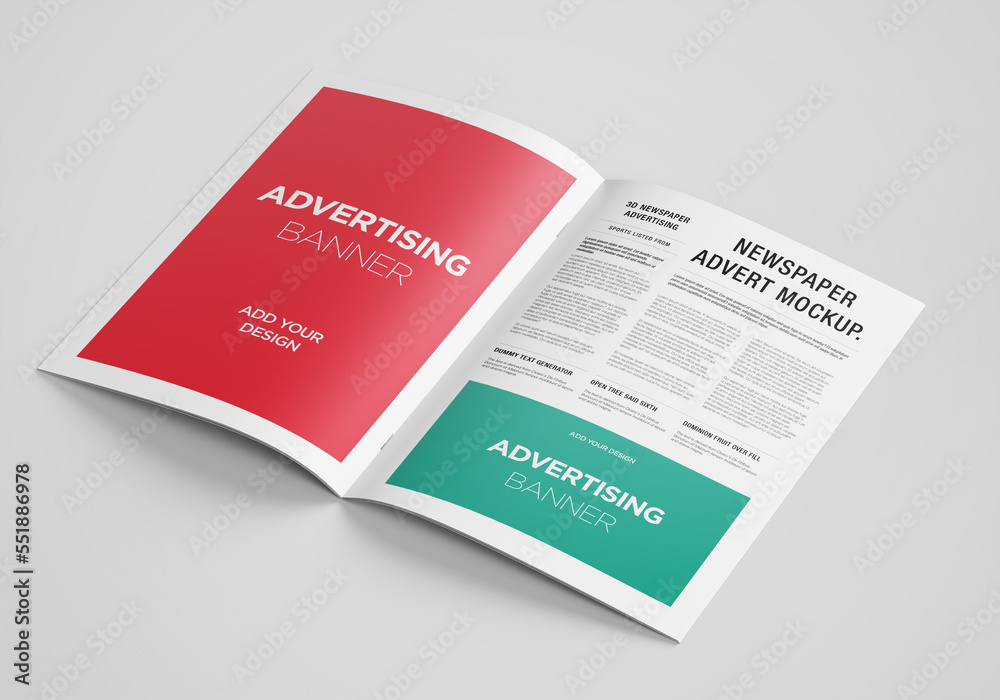 Advertising Banner on Magazine, Brochure Mockup With Hands Stock ...