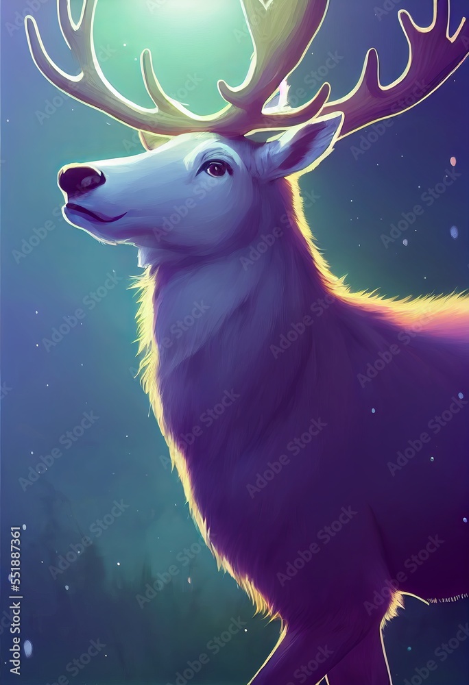 Cartoon portrait headshot of mountain caribou . North American land ...