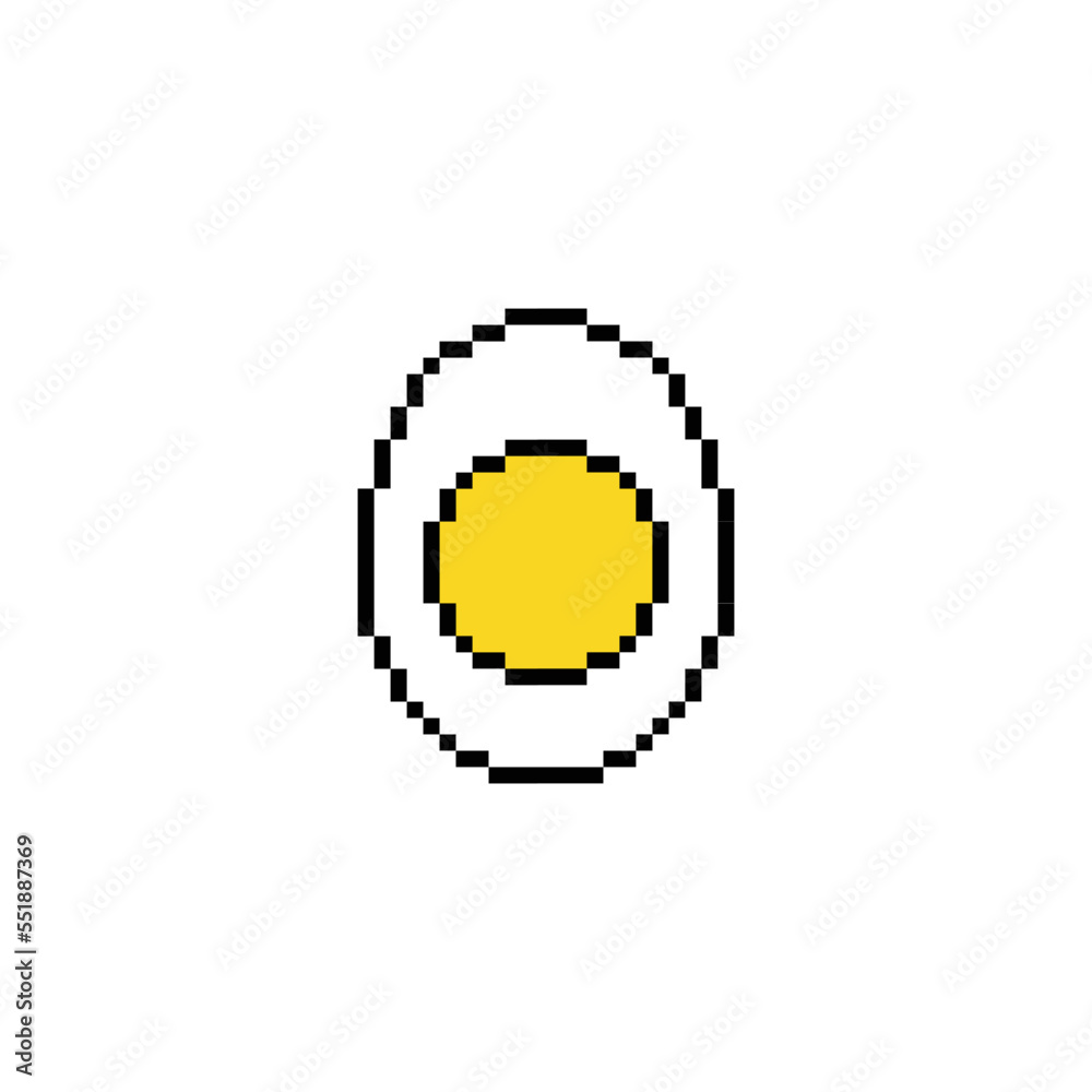 pixel egg icon. Vector pixel art fried eggs 8 bit logo for game Stock ...