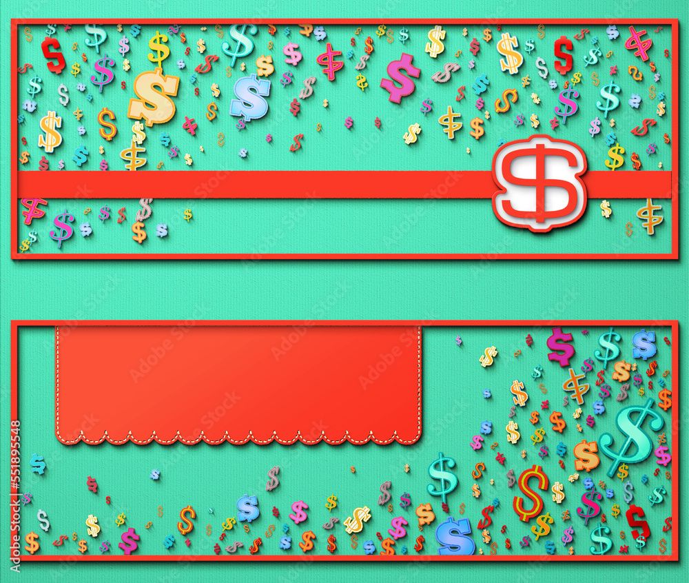 Money background with color dollar signs and a large dollar sign with ...