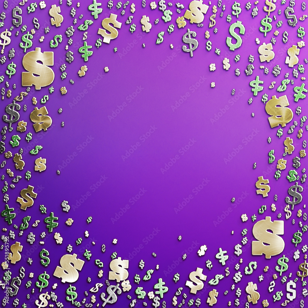 Dollar signs. Money lavender background. Gold Dollar Signs and Silver ...