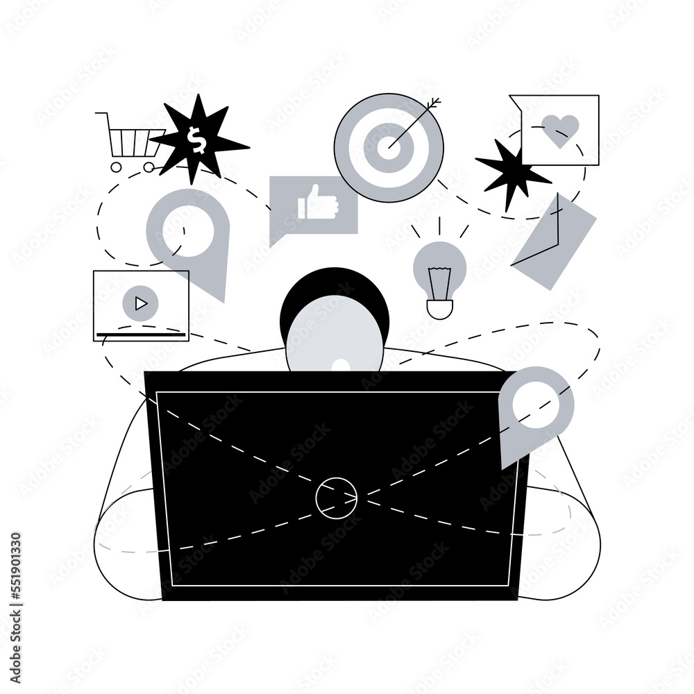 Internet addiction abstract concept vector illustration. Real-life ...