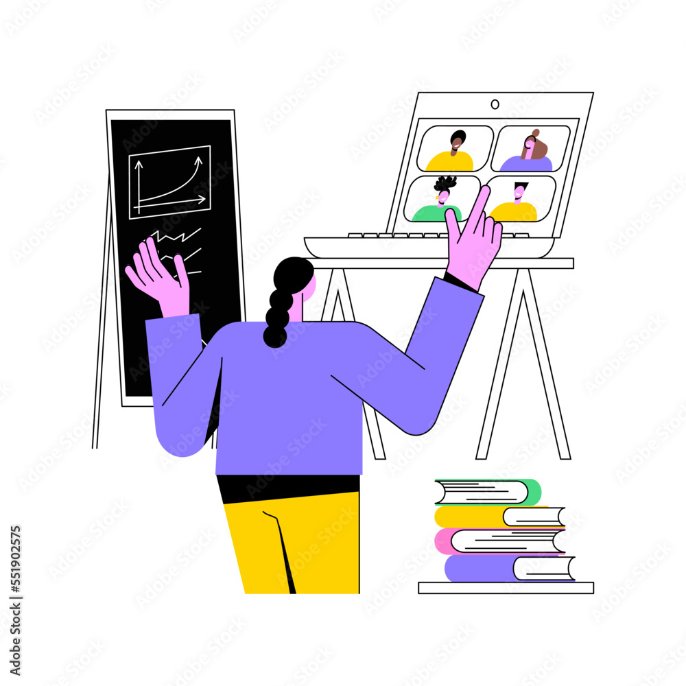 Remote learning isolated cartoon vector illustrations. Teacher giving ...