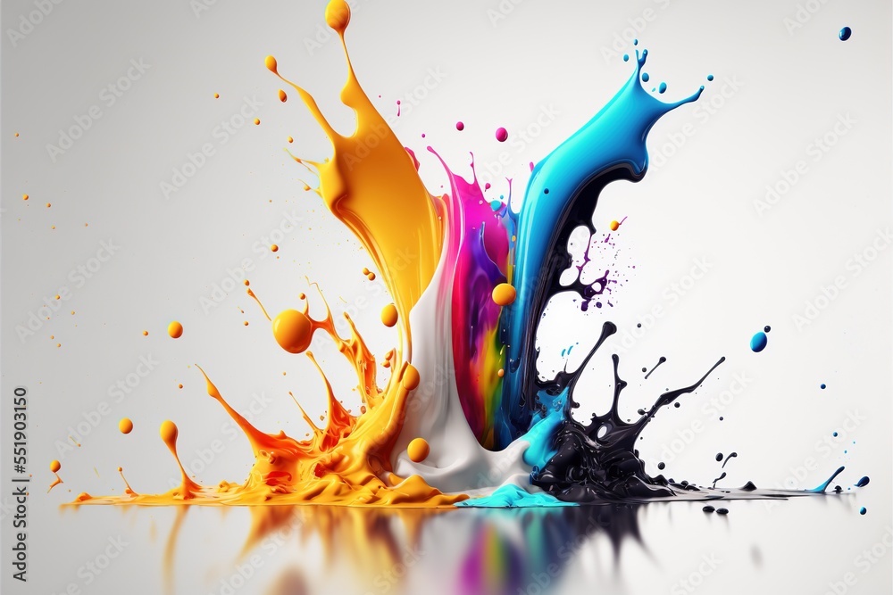 exploded colored paint on bright background Royalty-free fictitious ...