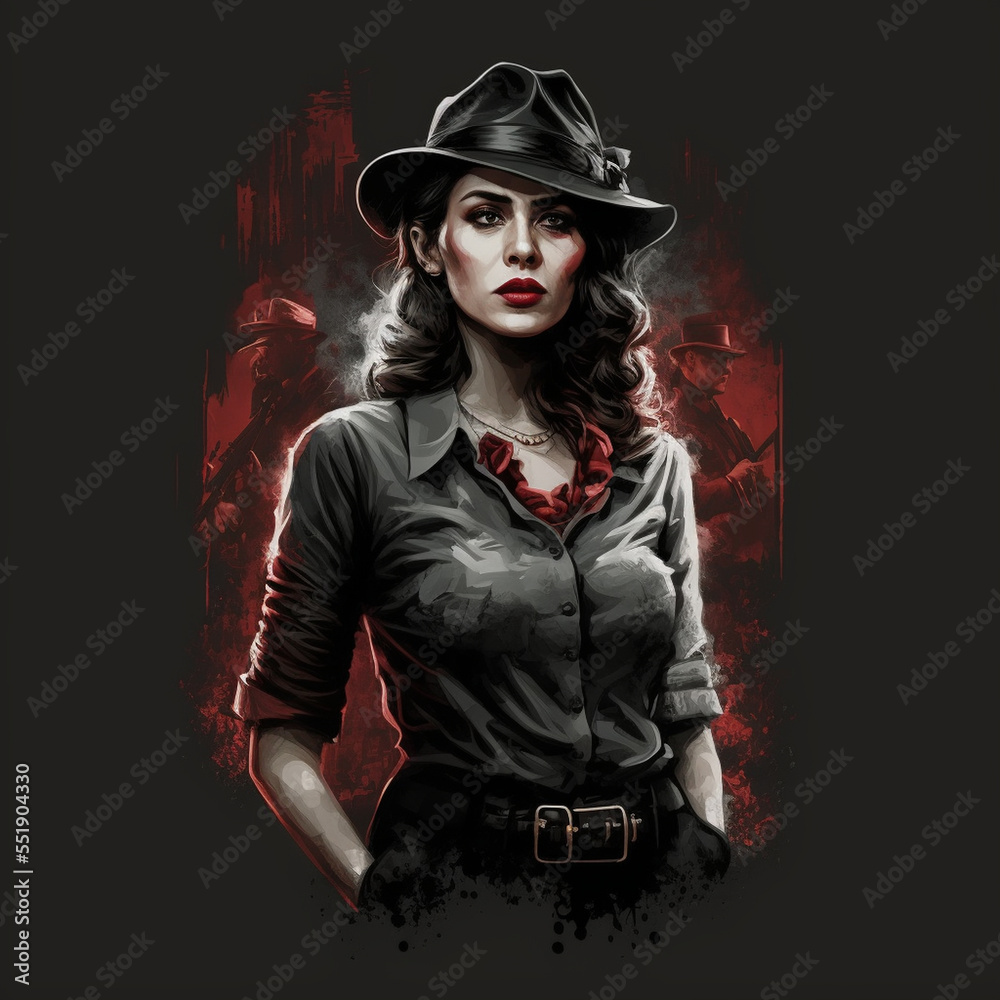 Portrait of Mafia woman, Concept art of a woman in a mafia dress ...